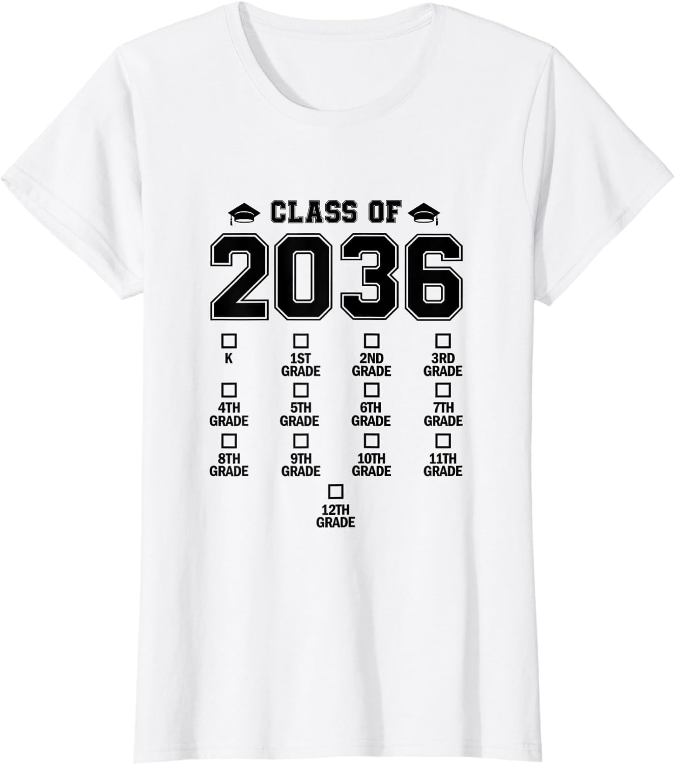Class of 2036 Grow With Me Shirt With Space For Checkmarks T-Shirt ...