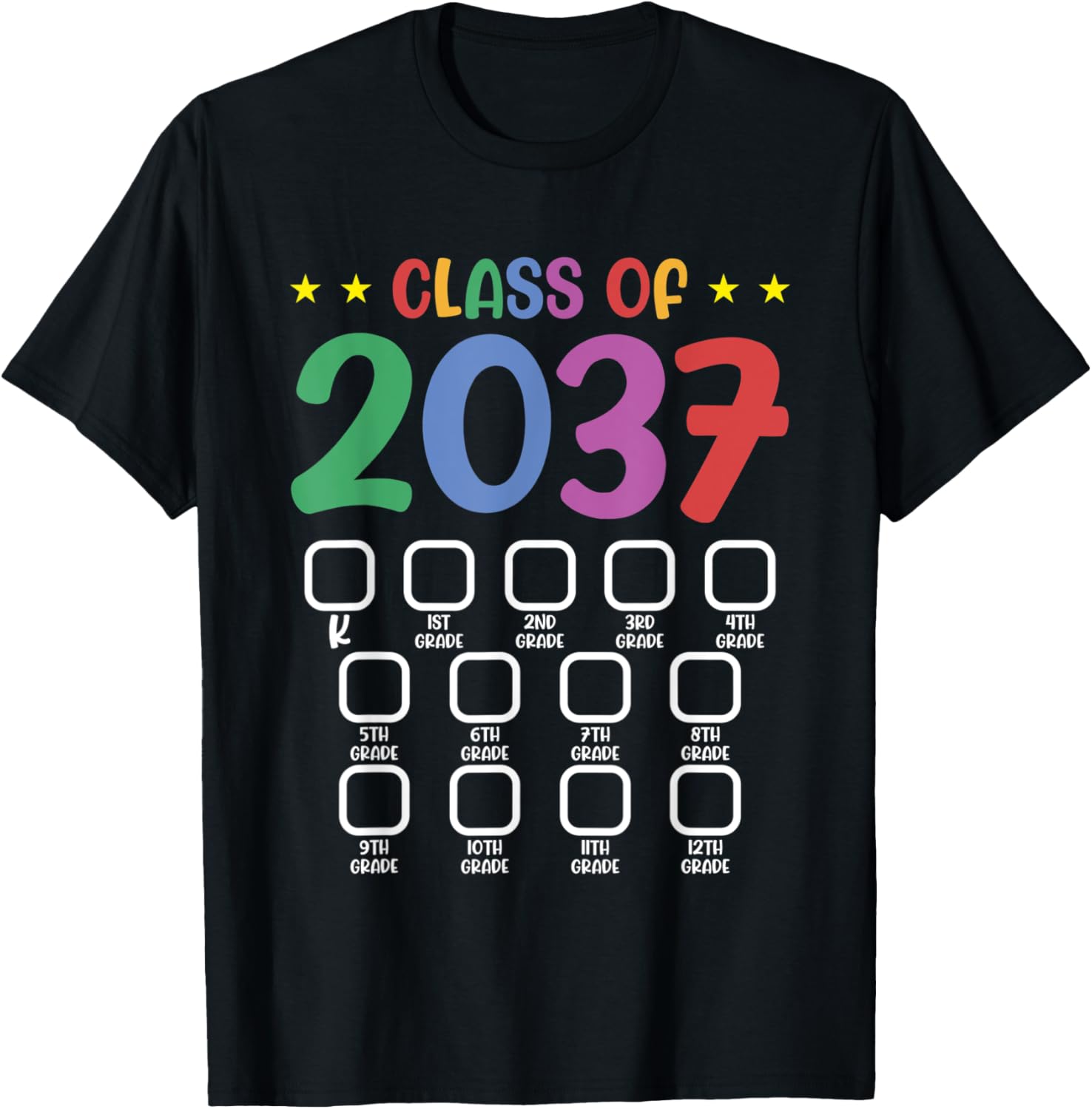 Class of 2037 Checklist Shirt | Grow With Me Handprint T-Shirt ...