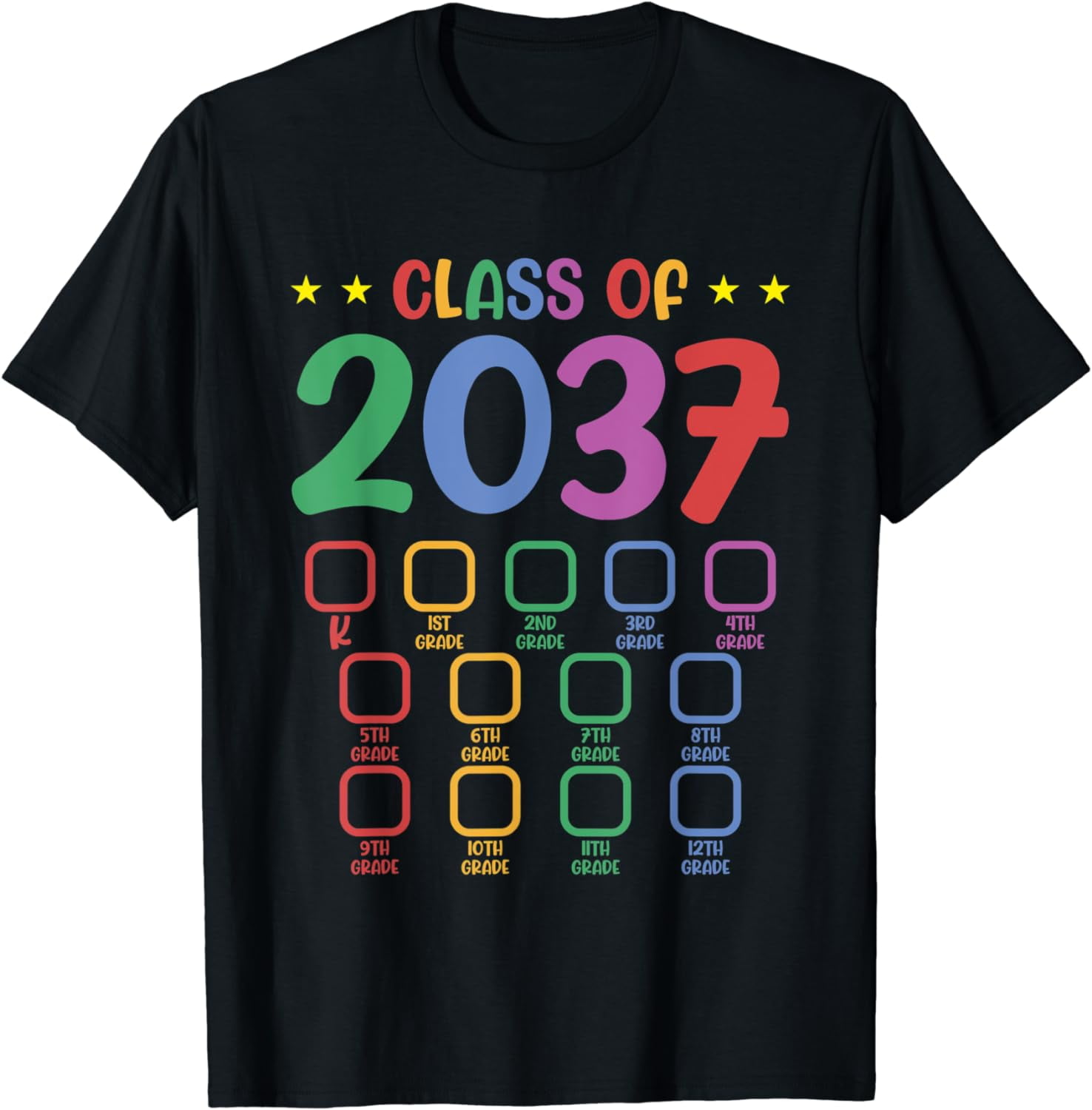 Class of 2037 Checklist Shirt | Grow With Me Handprint T-Shirt ...