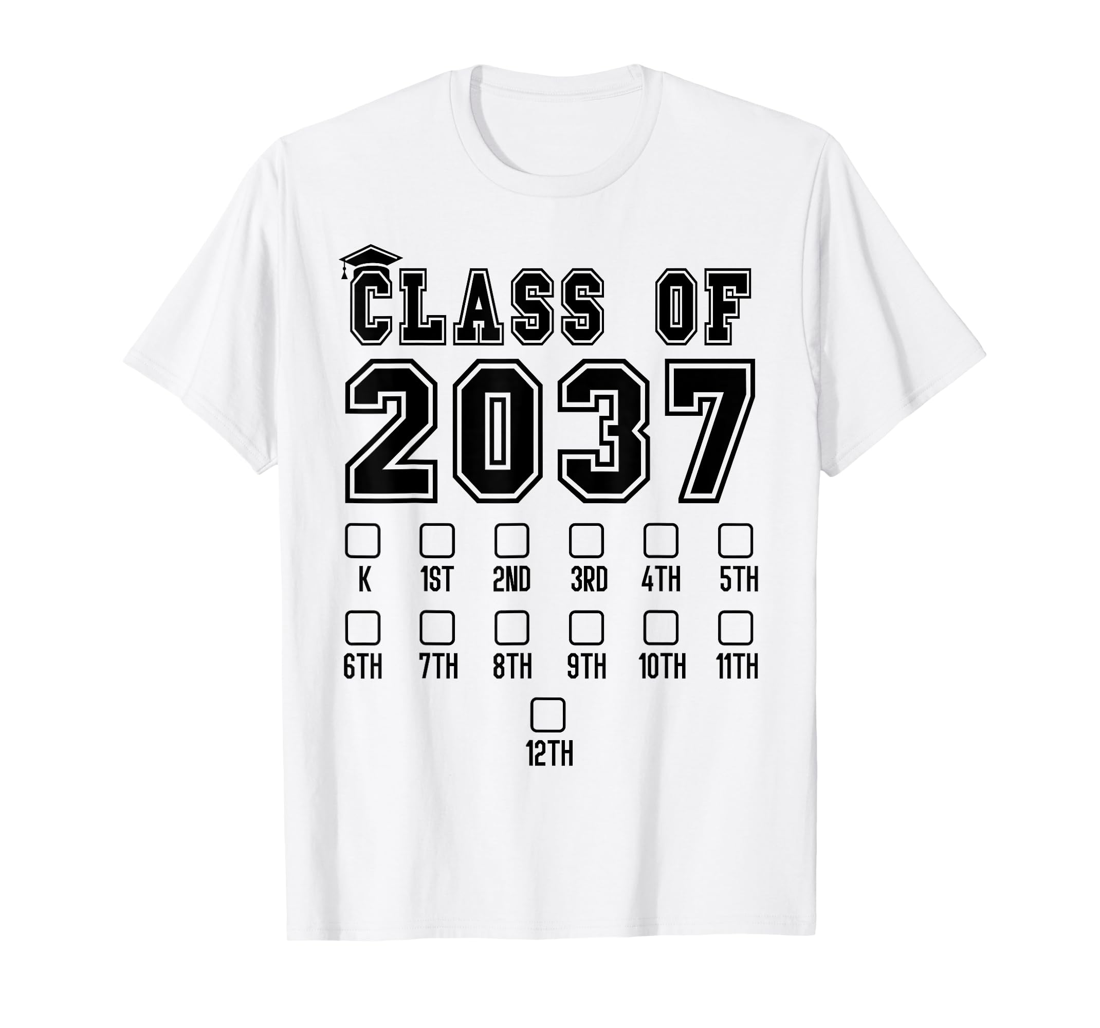 Class of 2037 Grow With Me First Day of School Check Mark T-Shirt ...