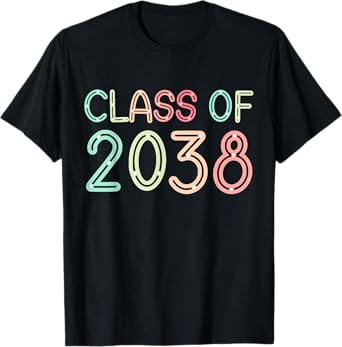 Class of 2038 Grow With Me Kindergarten First Day of School T-Shirt ...