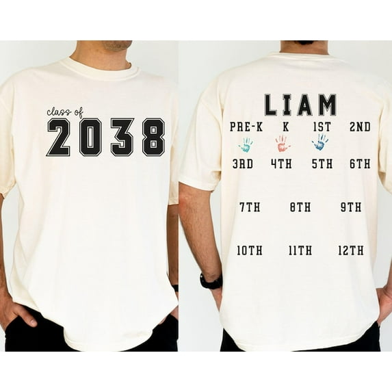 Class of 2039 First Day of School Handprint Shirt, Grow With Me ...