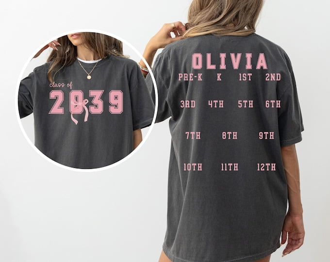 Class of 2039 First Day of School Handprint Shirt, Grow With Me ...