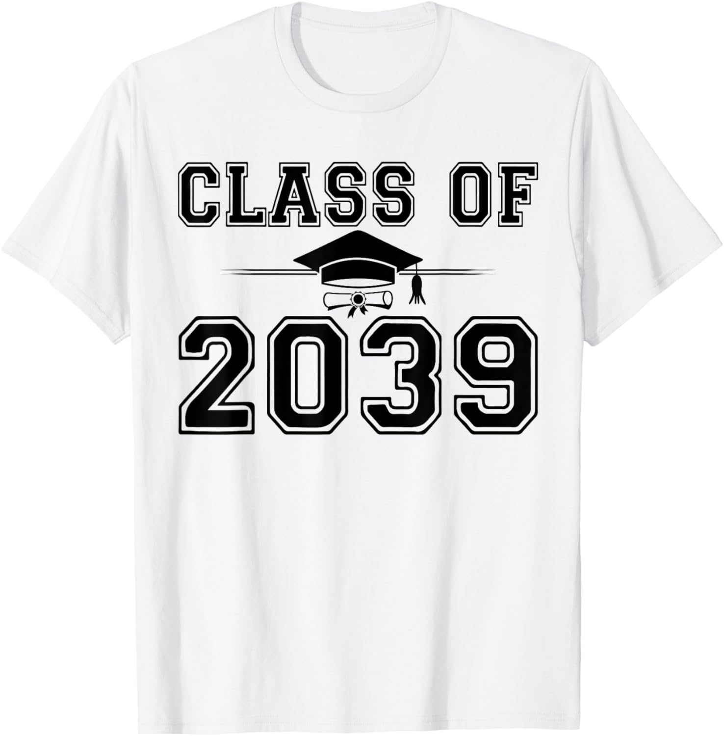Class of 2039 Grow With Me Graduation Handprint On Back T-Shirt ...
