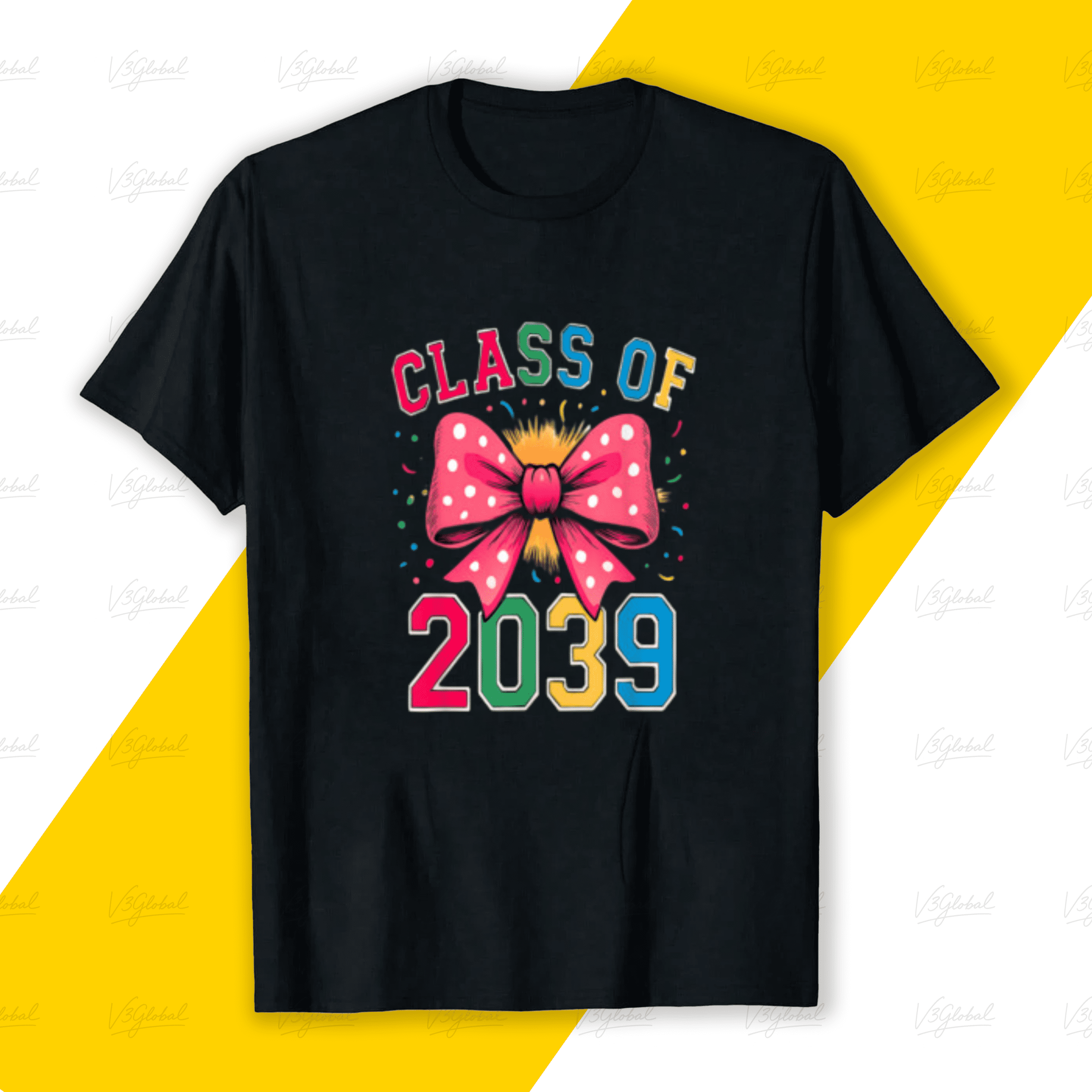 Class of 2039 Grow with Me Pink Coquette Bow School Unisex T-Shirt, for ...