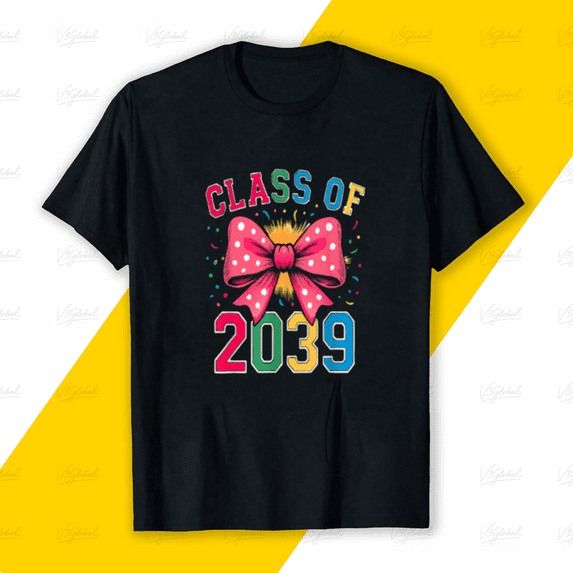 Class of 2039 Grow with Me Pink Coquette Bow School Unisex T-Shirt, for ...