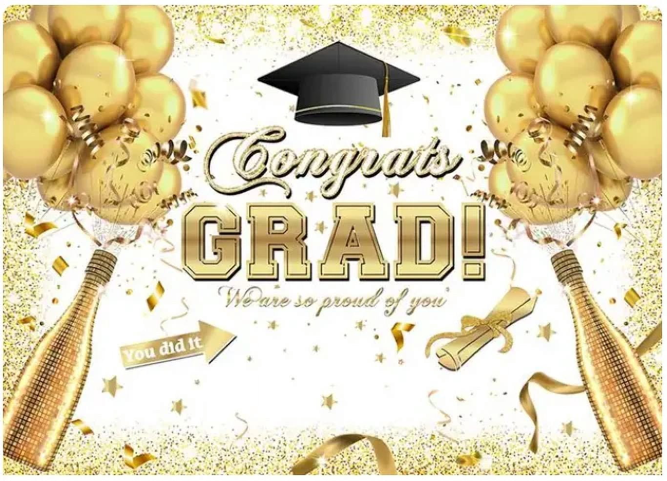 Class of Graduation Backdrop Black and Gold Glitter Balloons Custom ...