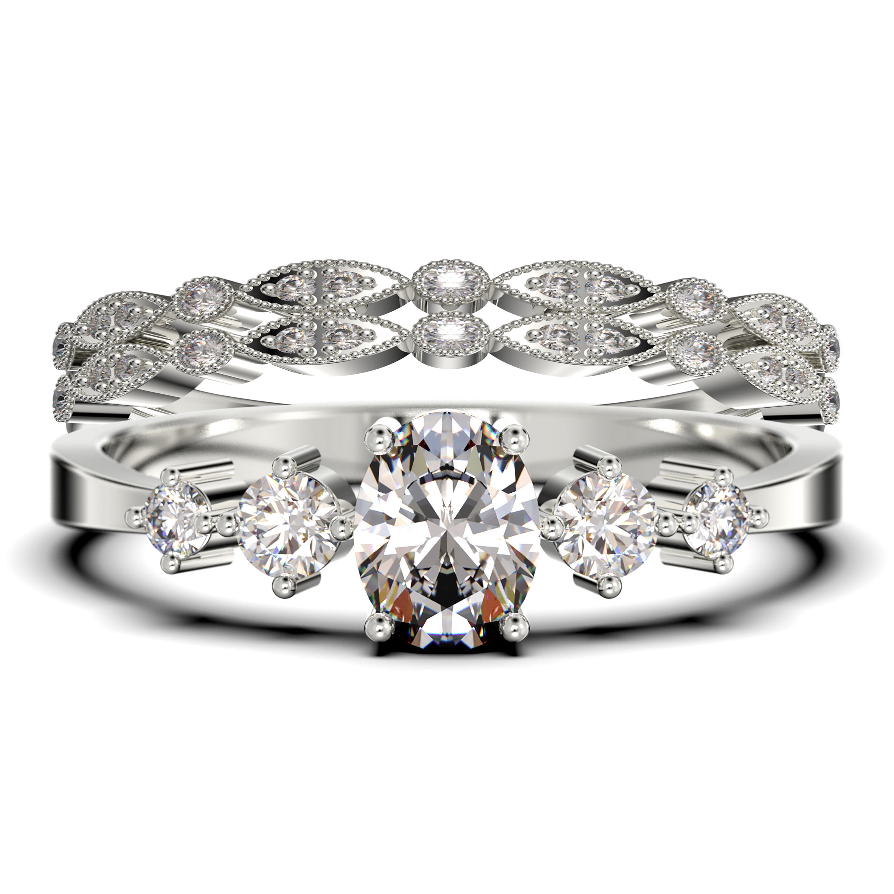 Classic 1.65 Carat Oval Cut Diamond Moissanite Engagement Ring, Fairy And Dainty Ring, Wedding ...