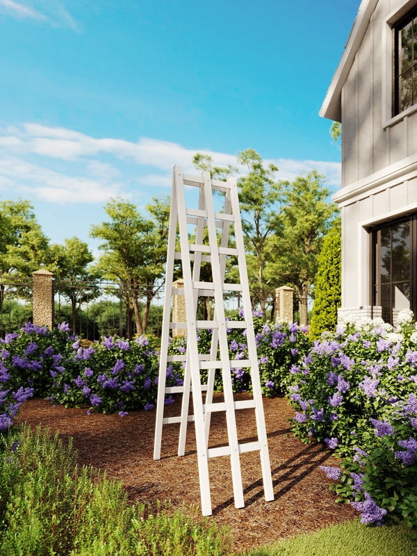 Classic 14" L x 68" H Vinyl A-Frame Ladder Garden Trellis, White ...