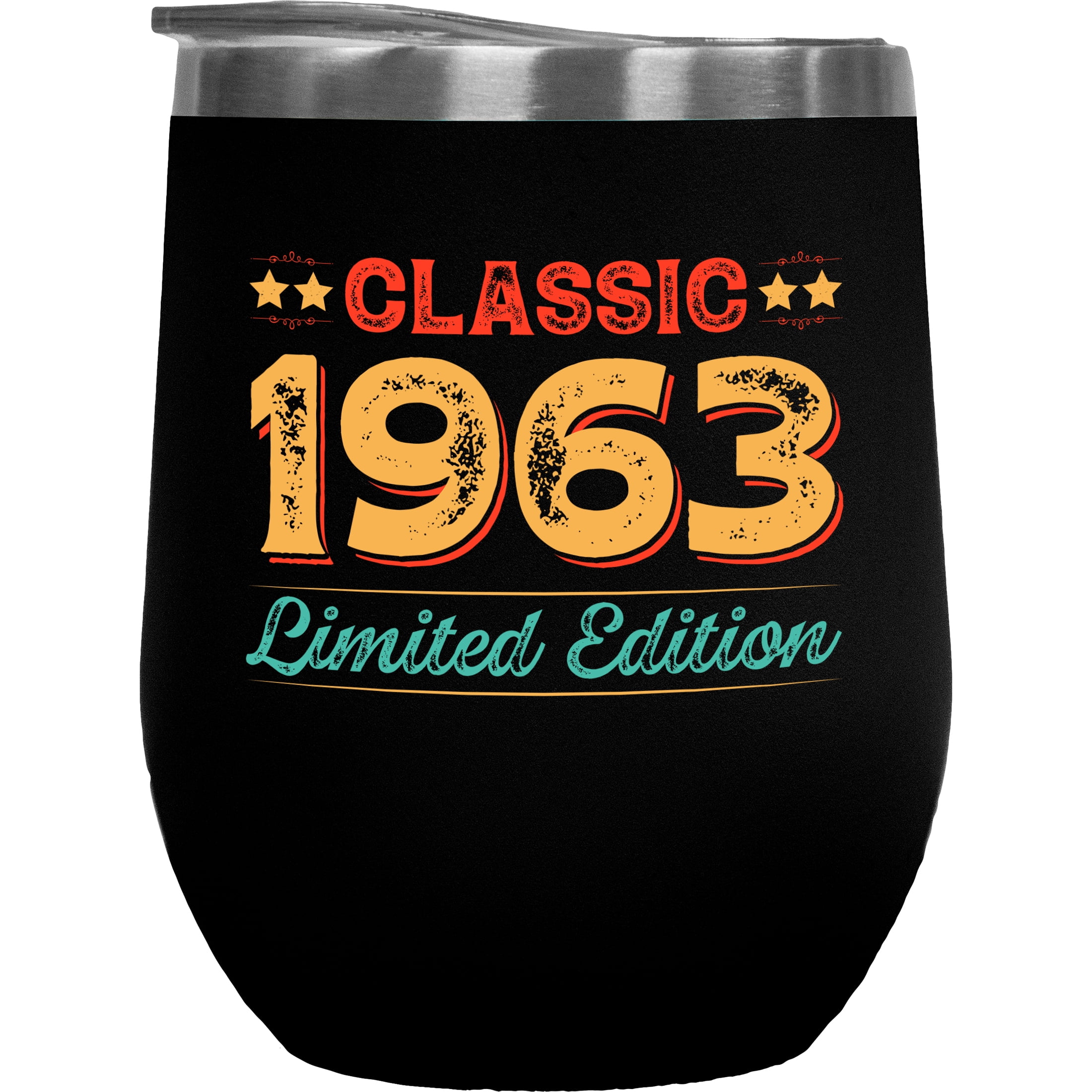Classic 1963 Limited Edition - Birth Year or Birthday, Black 12oz Wine ...