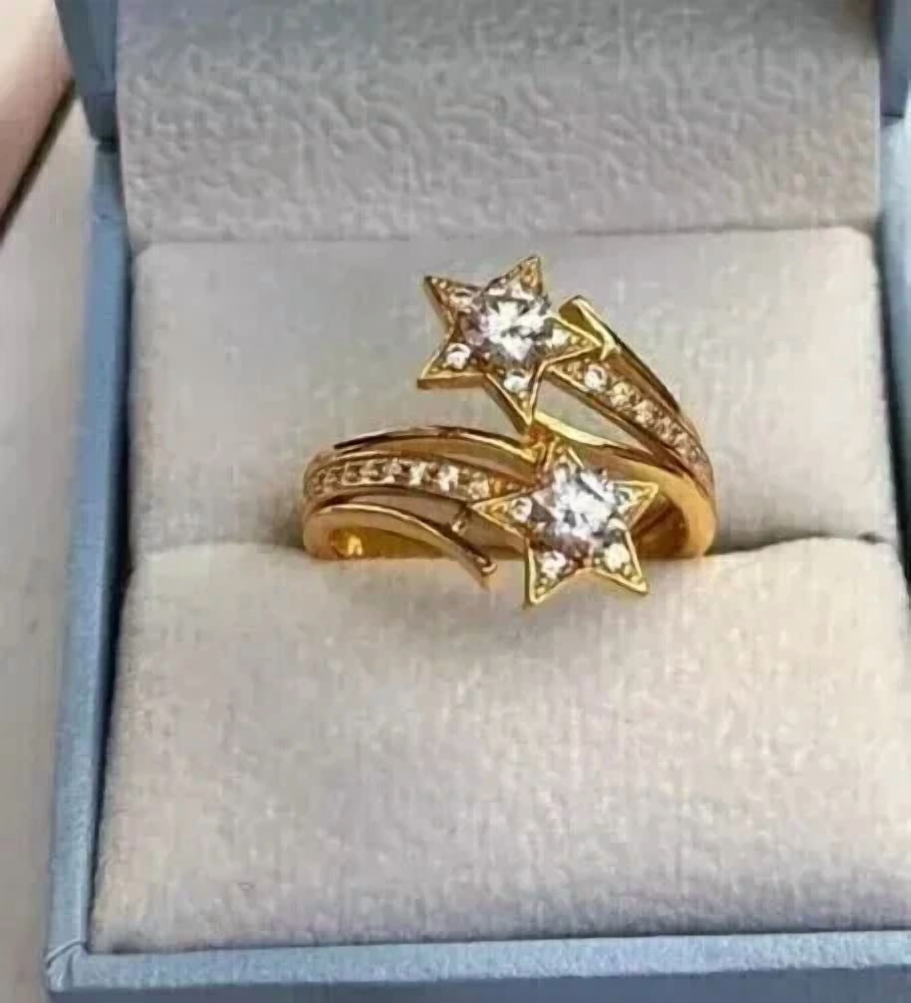 Classic 1Ct Round Cut Simulated Diamond Women Star Bypass Ring 14k ...