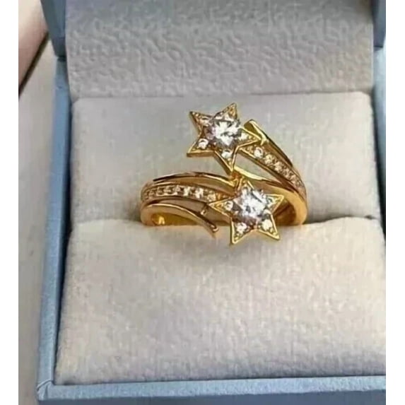 Classic 1Ct Round Cut Simulated Diamond Women Star Bypass Ring 14k ...