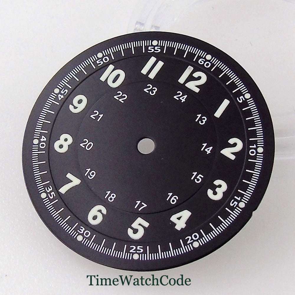 Classic 29mm Pilot Style Watch Dial Face + Hands Set Arabic Numerals ...