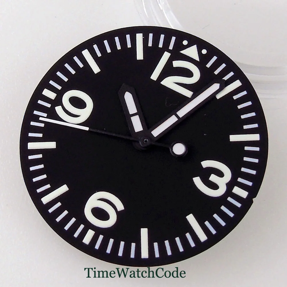 Classic 29mm Pilot Style Watch Dial Face + Hands Set Arabic Numerals ...