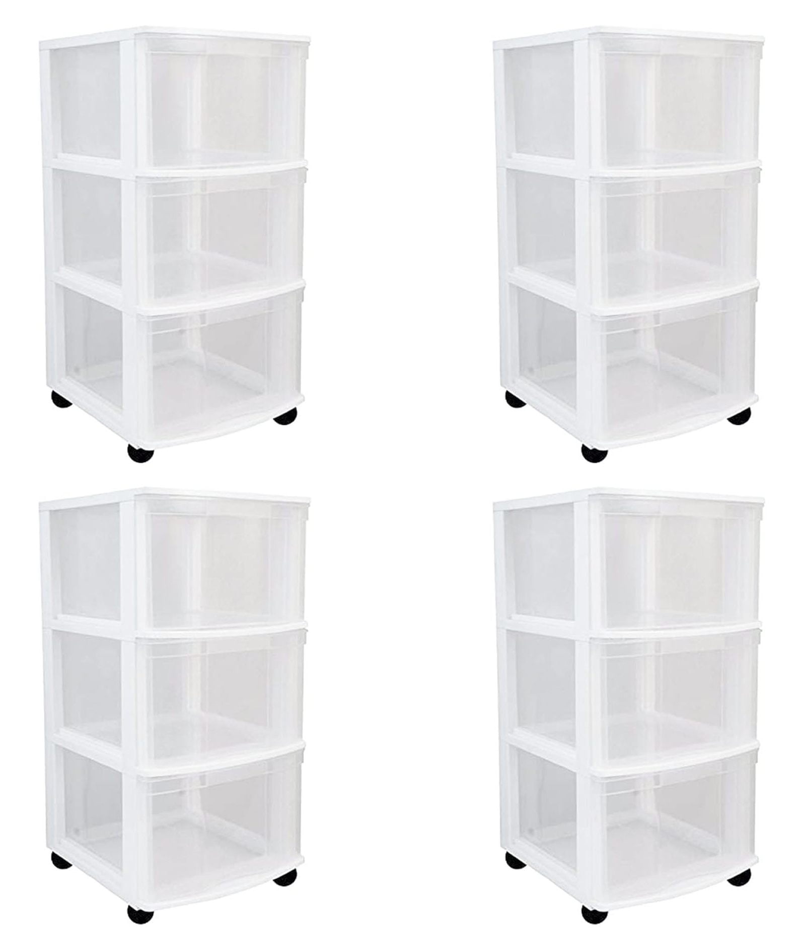 Classic 3 Drawer Organizer Cart, Plastic Drawer Storage Dresser with ...