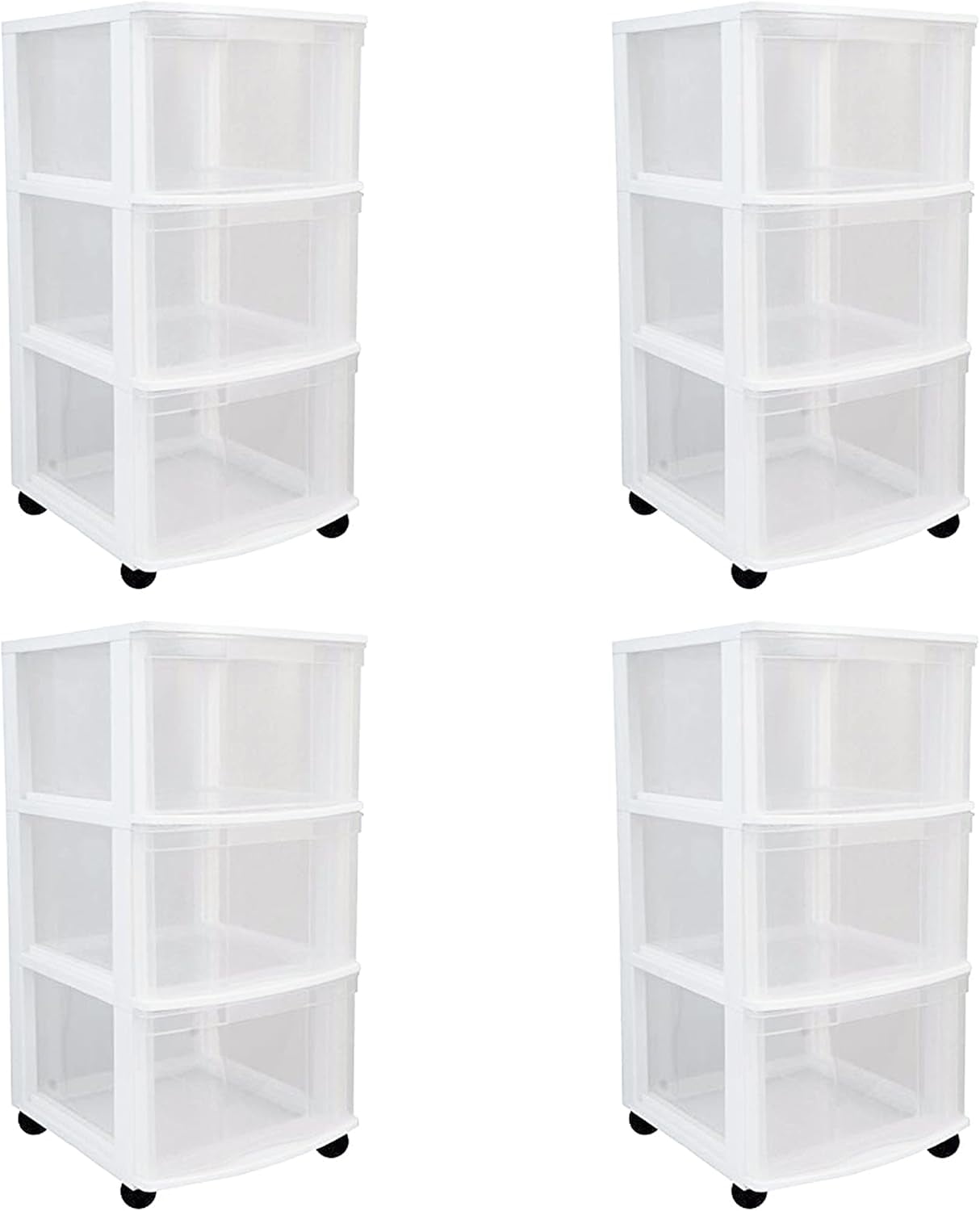 Classic 3 Drawer Organizer Cart Plastic Drawer Storage Dresser with ...