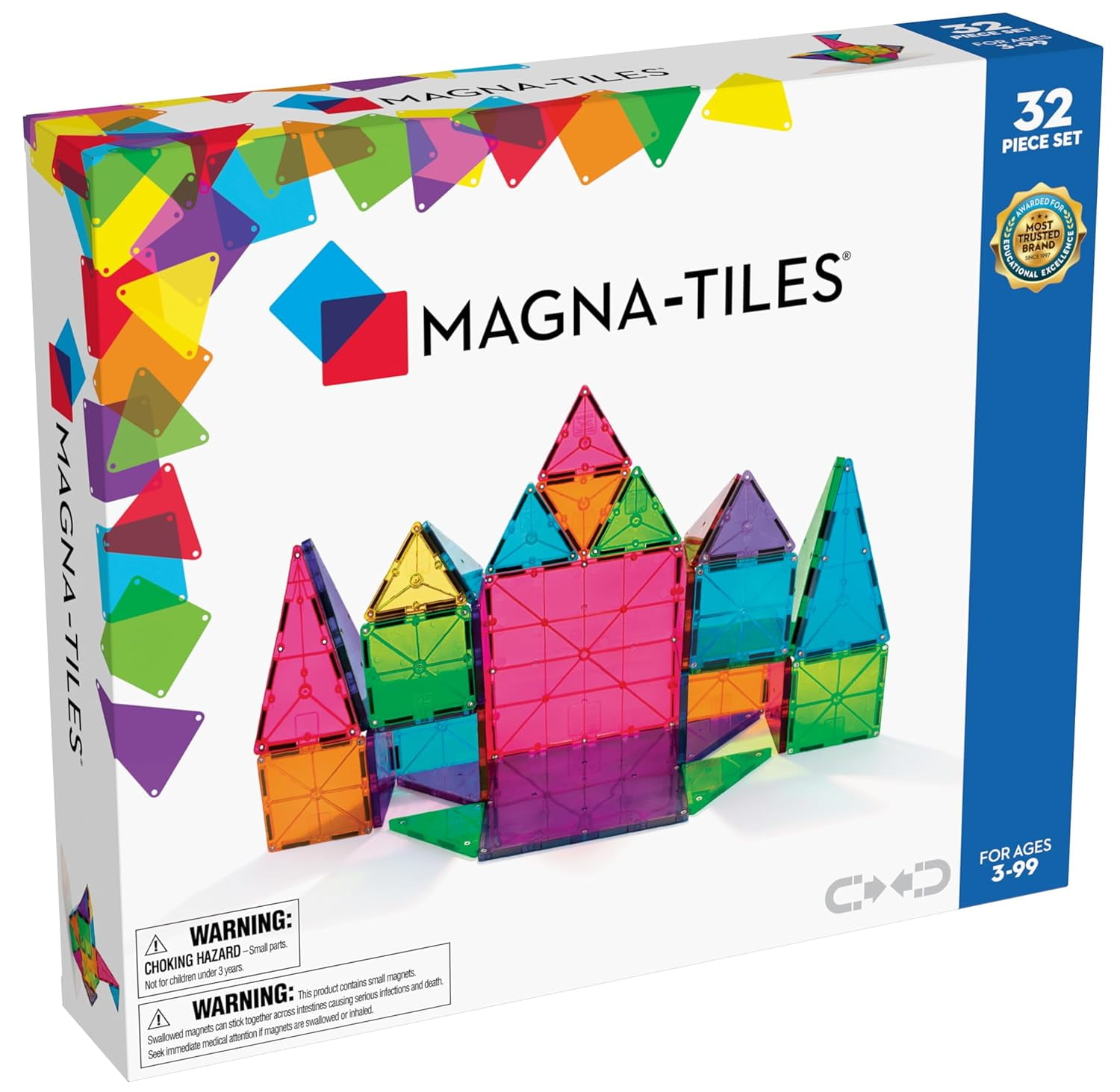 Classic 32-Piece Magnetic Construction Set, The ORIGINAL Magnetic ...