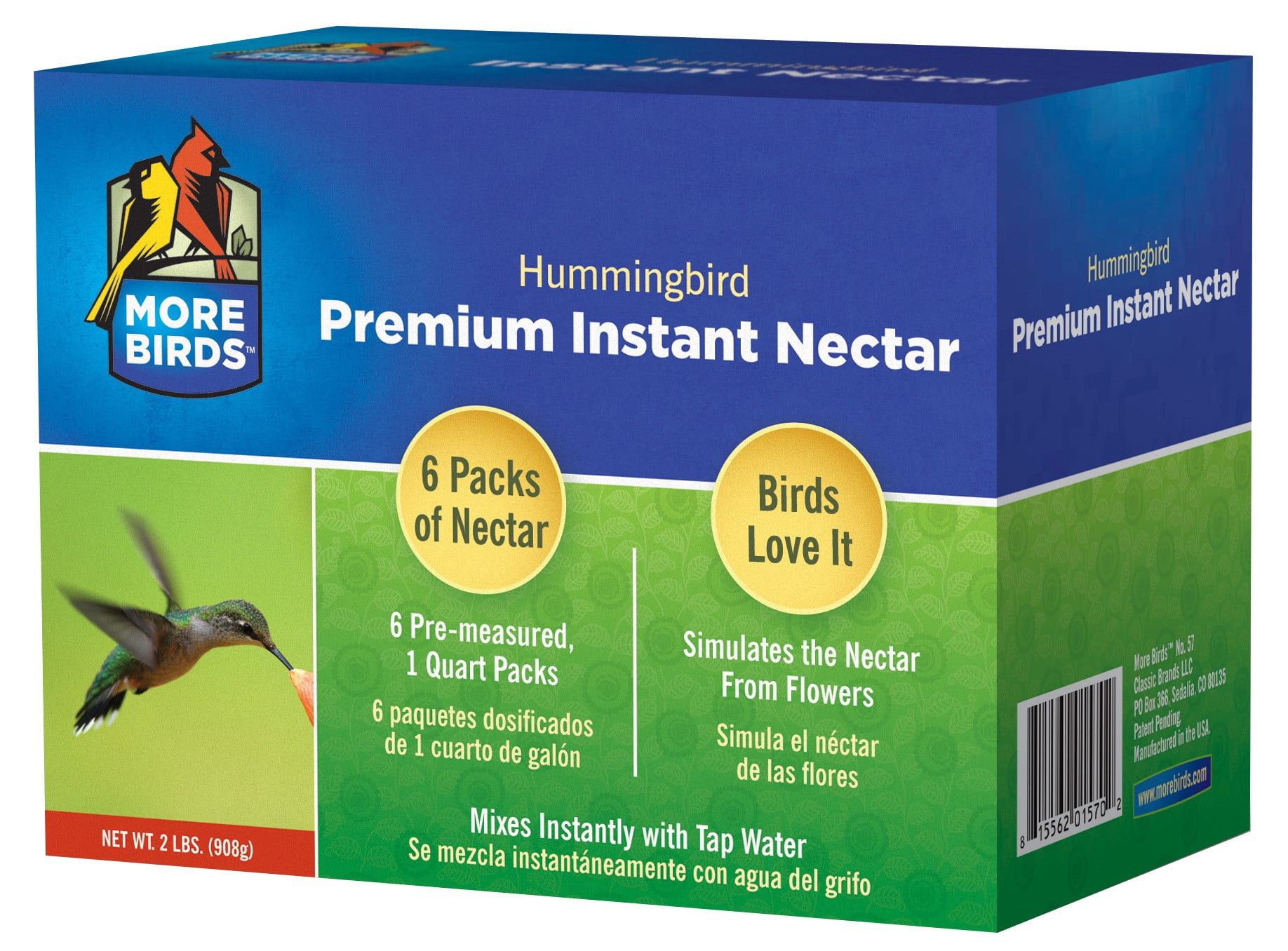 More Birds Premium Hummingbird Instant Nectar, Six Pre-Measured 1-Quart ...