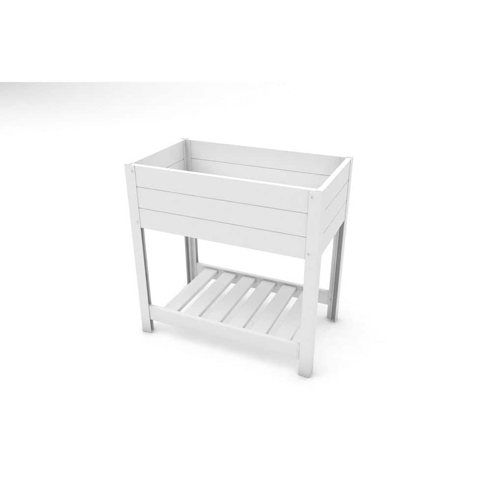 Classic 33 in. L x 19 in. W x 33 in. H White Vinyl Raised Bed with ...