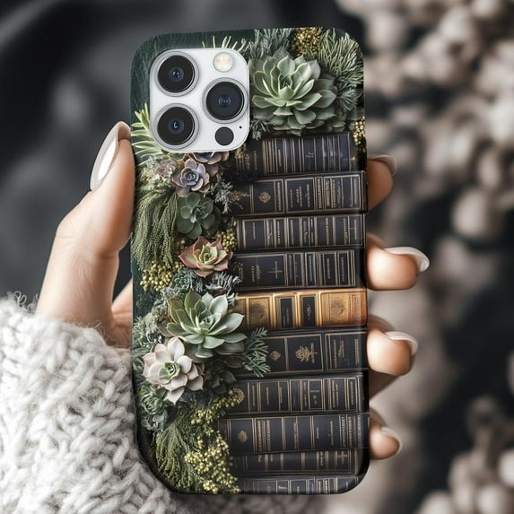 Classic 3D Floral Vintage Book Succulent Garden Phone Case 11 12 13 14 ...