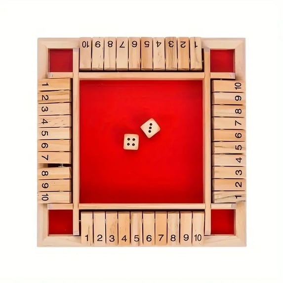 Classic 4 Sided Wooden Board Game With 2 Dice And Shut-The-Box ...