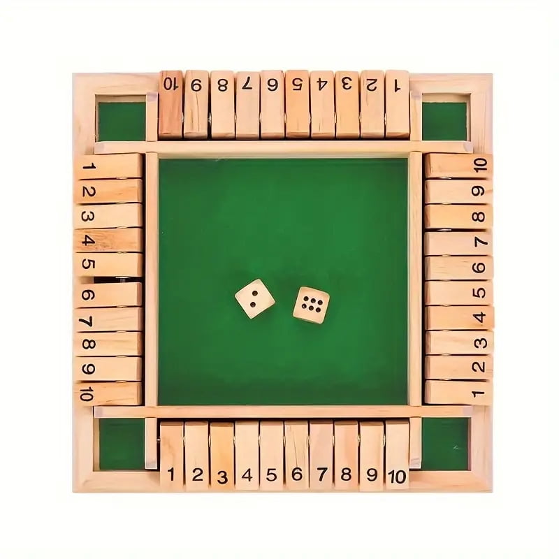 Classic 4 Sided Wooden Board Game With 2 Dice And Shut-The-Box ...