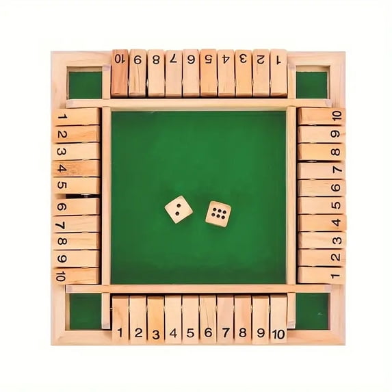 Classic 4 Sided Wooden Board Game With 2 Dice And Shut-The-Box ...