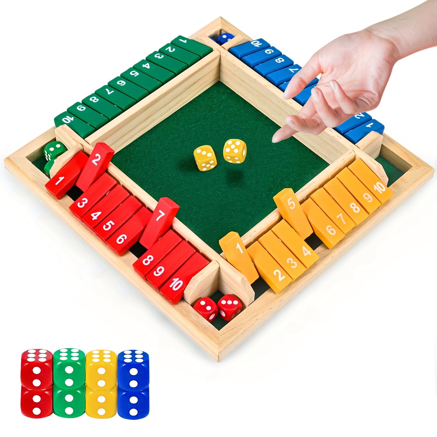 Classic 4 Sided Wooden Board Game With 2 Dice And Shut-The-Box ...