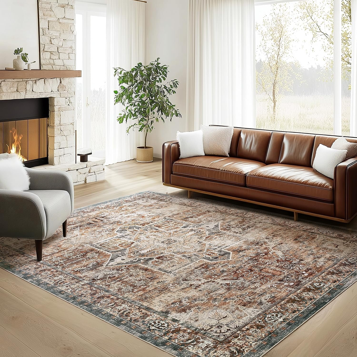 Classic 4x6 Machine Washable Rug, Non-Skid Indoor Carpet for Dining ...