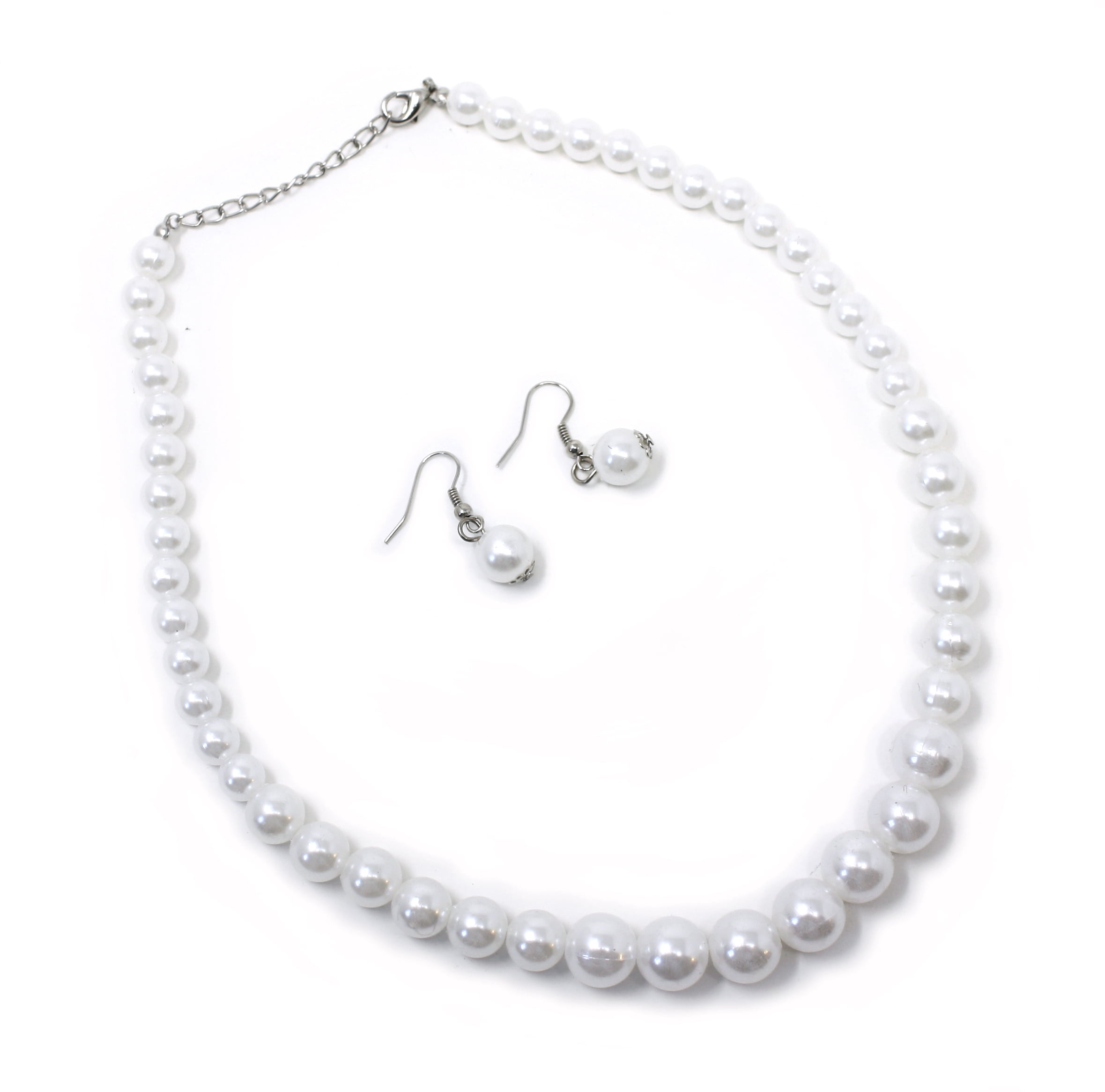 Classic 50s Style Pearl Necklace & Drop Earring Set - Bridal, Wedding ...