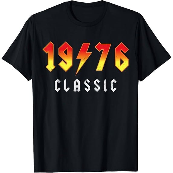 Classic 50th Birthday T-Shirt for Men 1976 - Bold Lightning Design ...