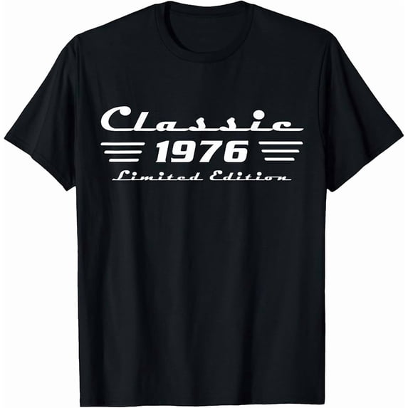 Classic 50th Birthday T-Shirt for Men 1976 Celebration - Bold White ...