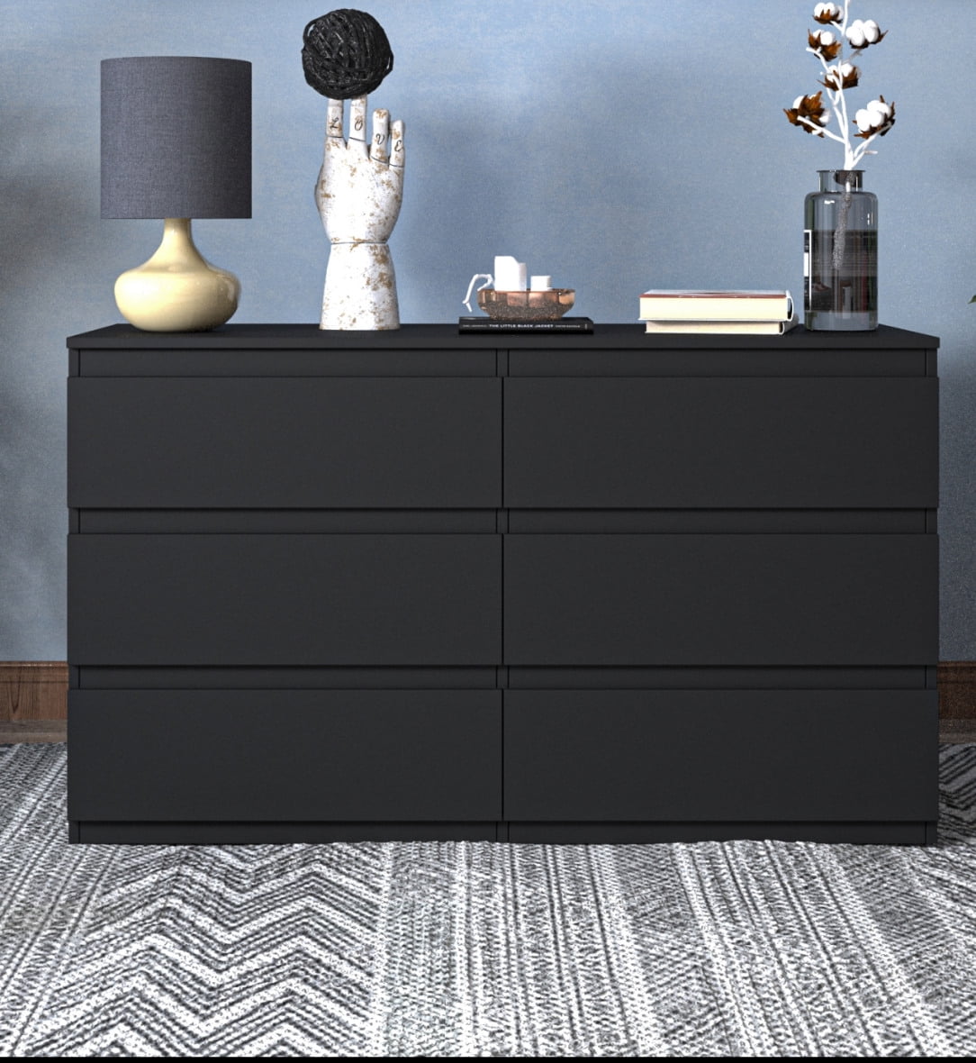 Classic 6 Drawer Dresser Double Dresser, Modern Clothing Storage ...