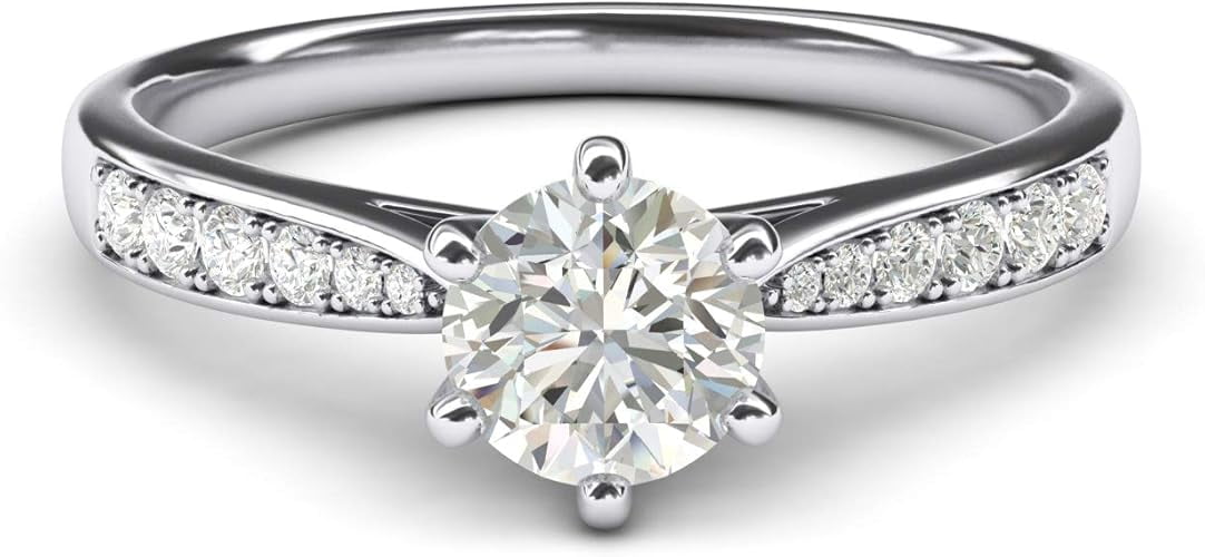 Classic 6-Prong Simulated Diamond or Genuine Moissanite Engagement Ring ...