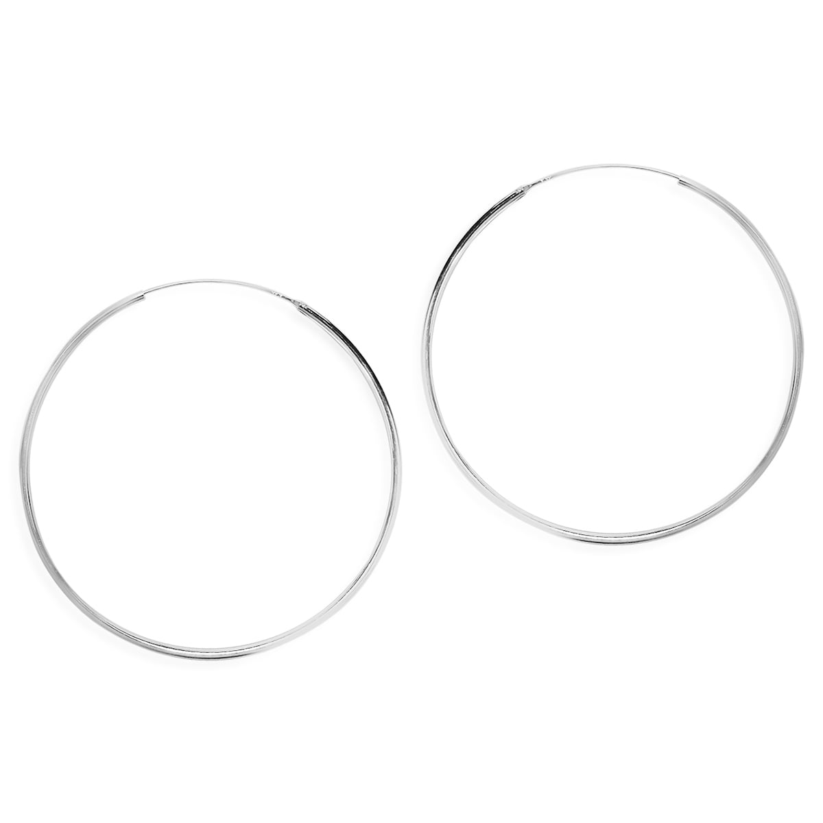 Classic 65mm Sterling Silver Round Hoop Earrings - Walmart.com
