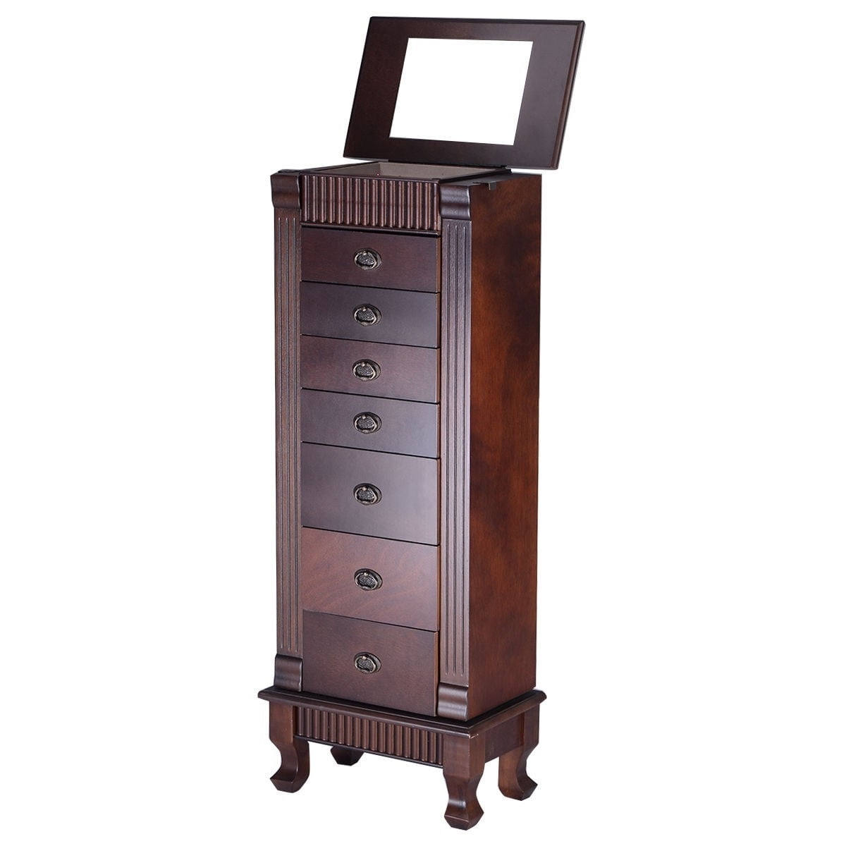 Classic 7-Drawer Jewelry Armoire Wood Storage Chest Cabinet - Walmart.com