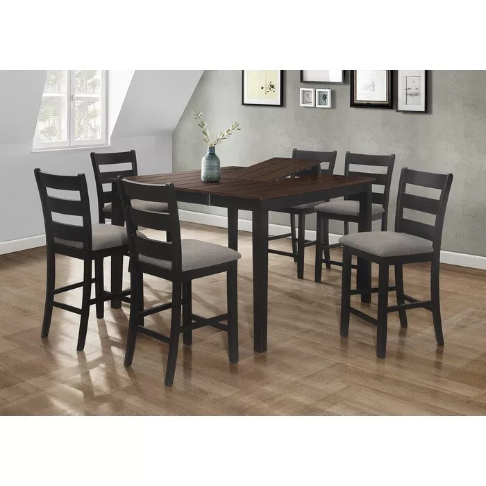 Classic 7PC Wooden Counter Dining Set, Butterfly Leaf Expandable Dining ...