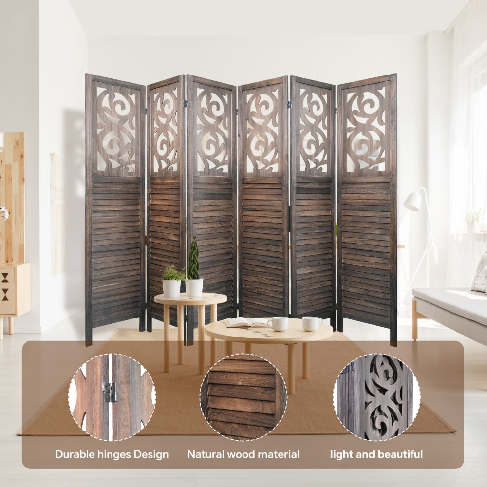 Classic 8 Panel Room Dividers, 6FT Carved Wood Room Divider Partition ...
