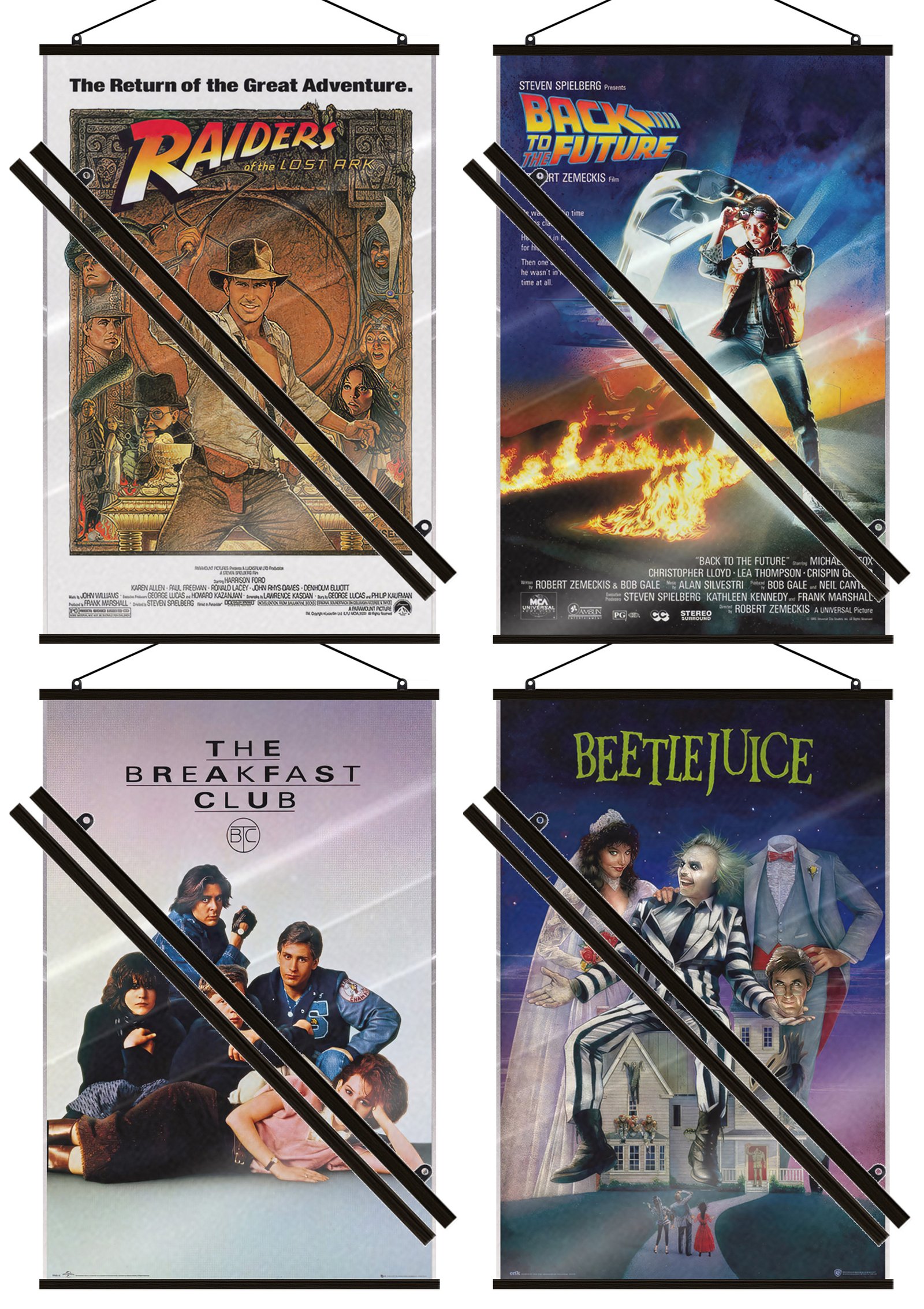 Classic 80's Movie Posters Set (Raiders Of The Lost Ark, Back To The ...