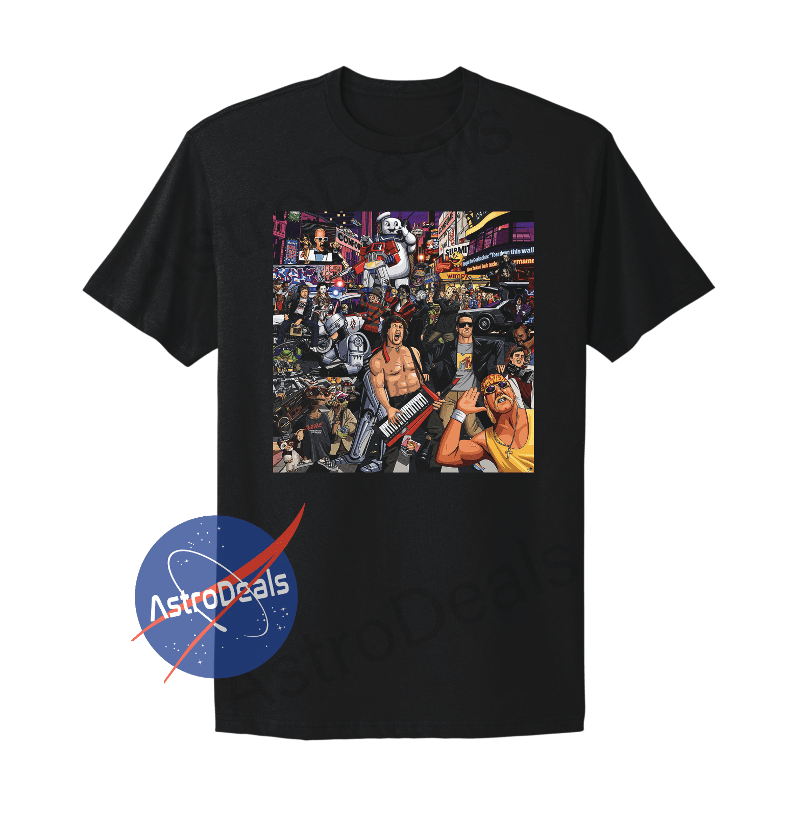 Classic 80s Pop Culture Retro Mashup T-Shirt Black - Walmart.com