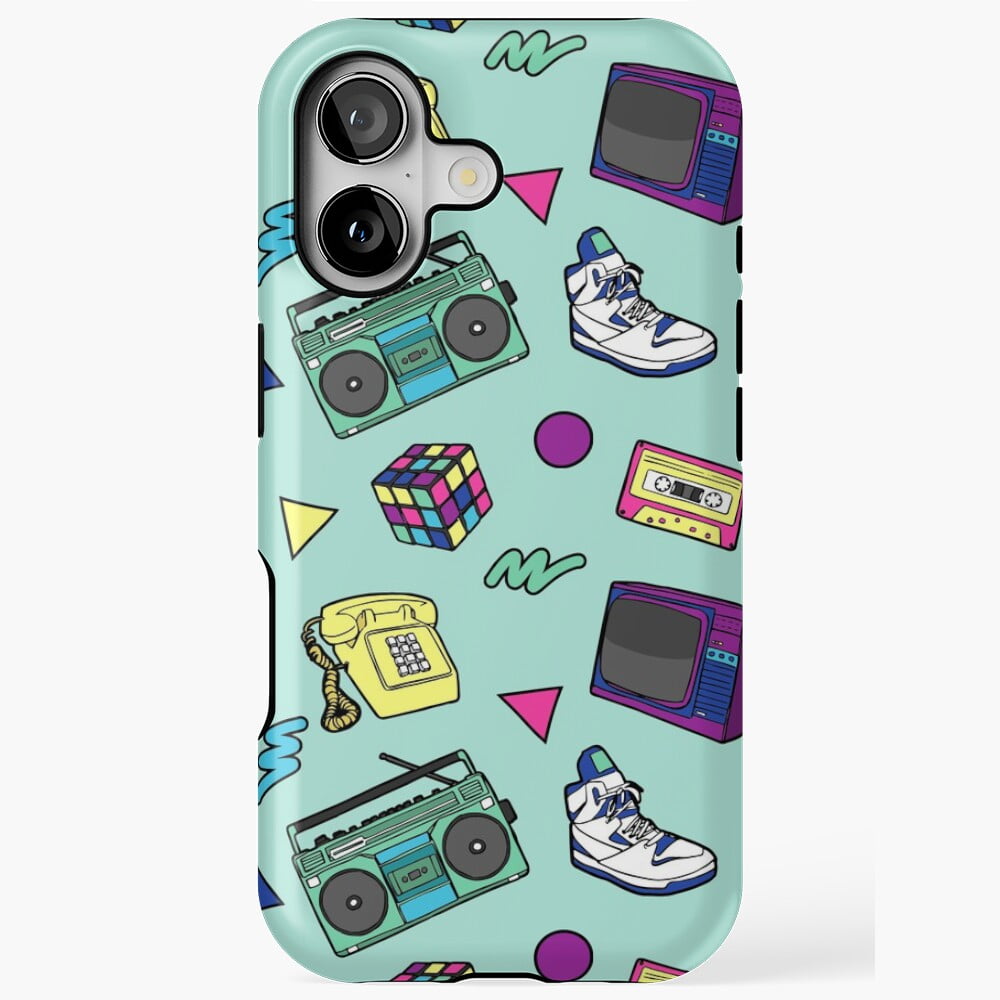 Classic 80s Retro Pattern Durable Phone Case for 11/12/13/14/15/17 Pro ...