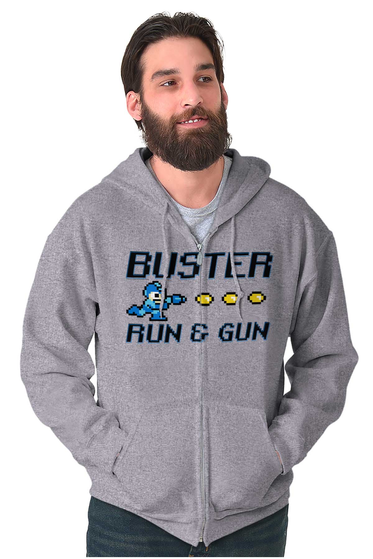 Classic 8bit Video Game Mega Man Unisex Plus Size Zip Hoodie Brisco ...