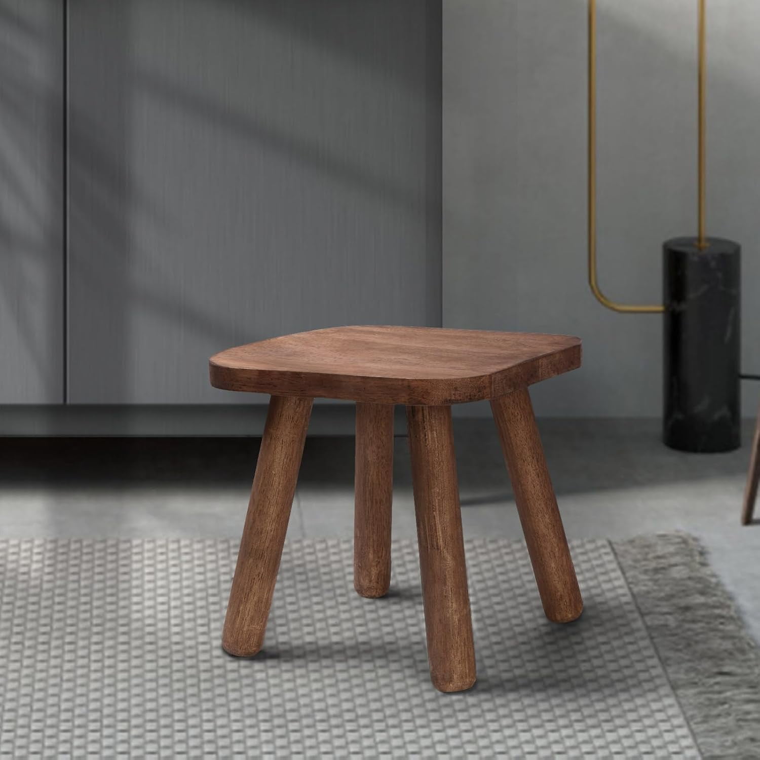 Classic 9.3-Inch Wooden Step Stool – Sturdy 4-Leg Design for Adults ...