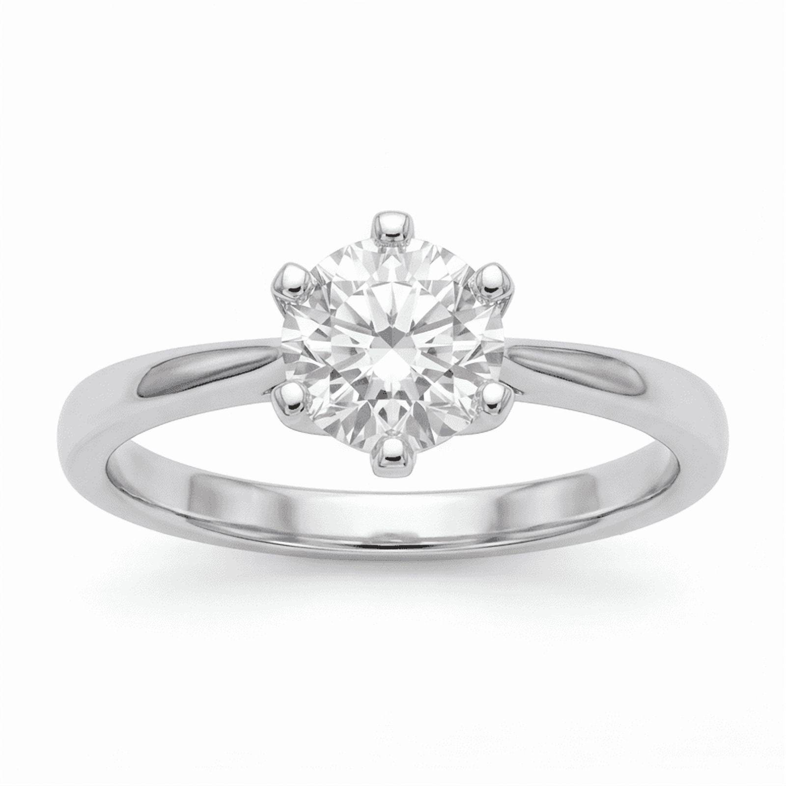 Classic 925 Sterling Silver Round Brilliant Solitaire Engagement Ring ...