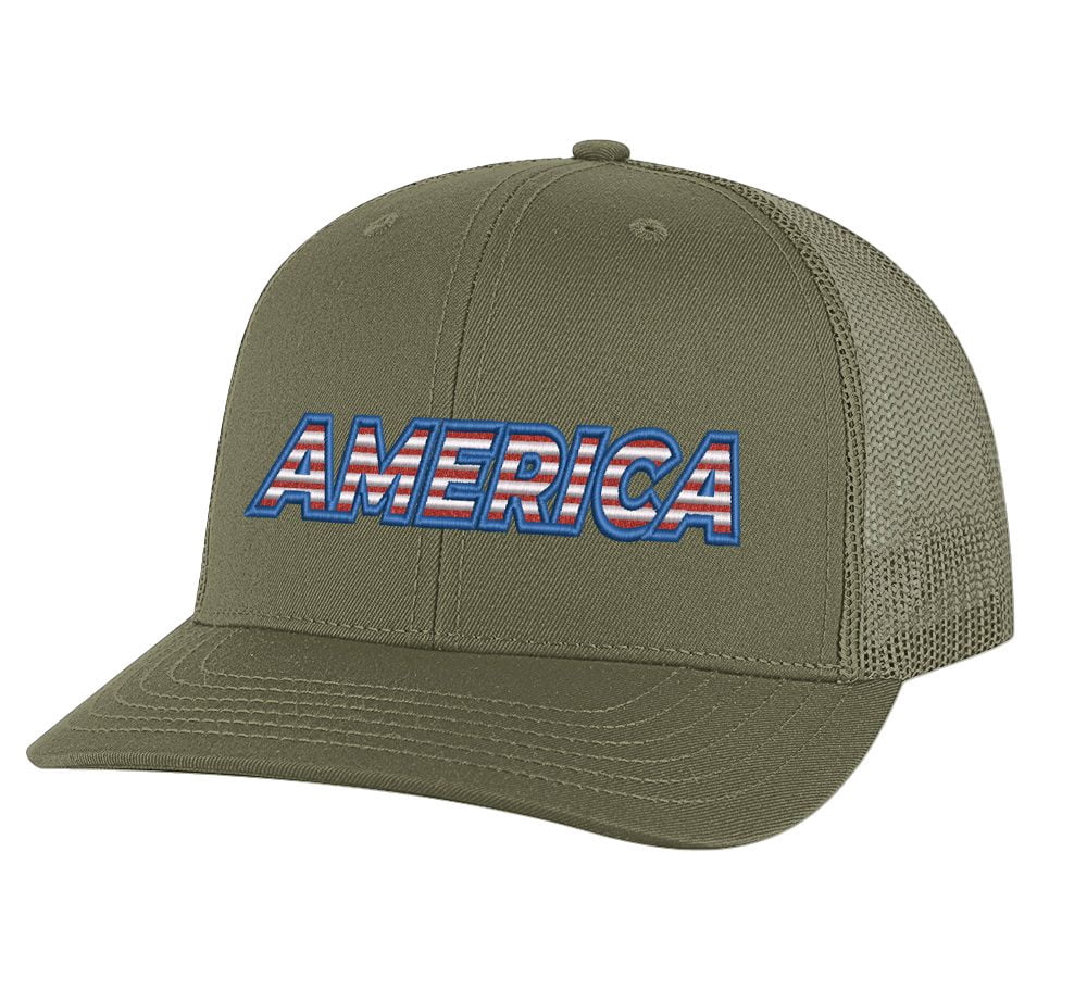 Classic AMERICA Trucker Hat - Patriotic Snapback Cap - Flag Color ...