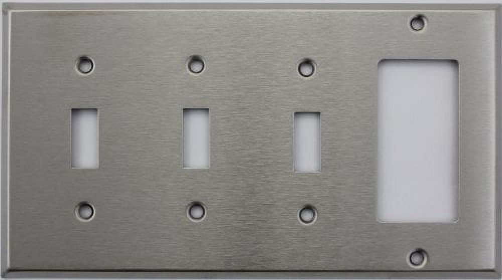 Classic Accents Brushed Satin Stainless Steel 4 Gang Wall Plate 3 ...