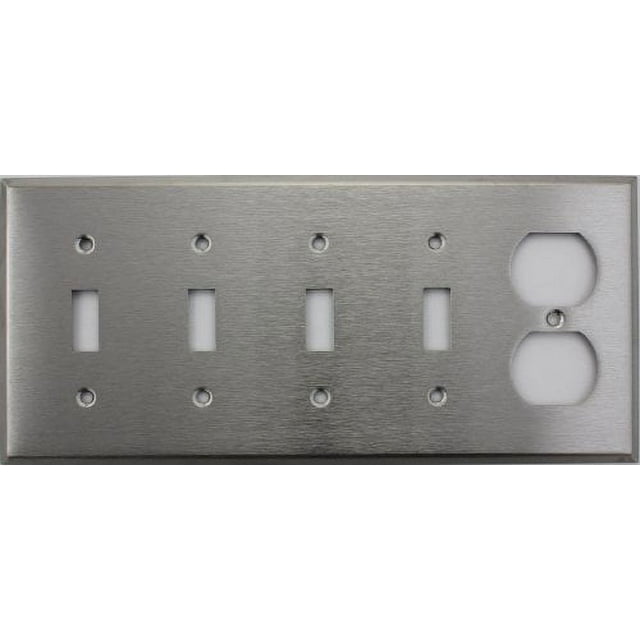 Classic Accents Brushed Satin Stainless Steel 5 Gang Wall Plate - 4 ...