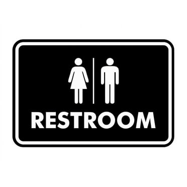 Classic Framed Unisex Restroom Sign (Navy Blue / White) - Large ...