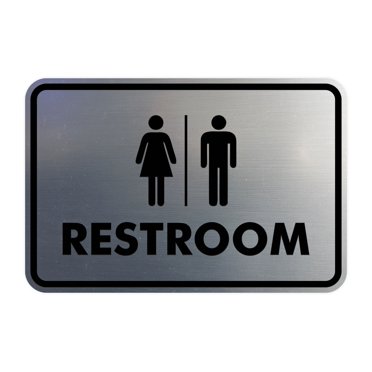Square Restroom Sign (White) - Large - Walmart.com