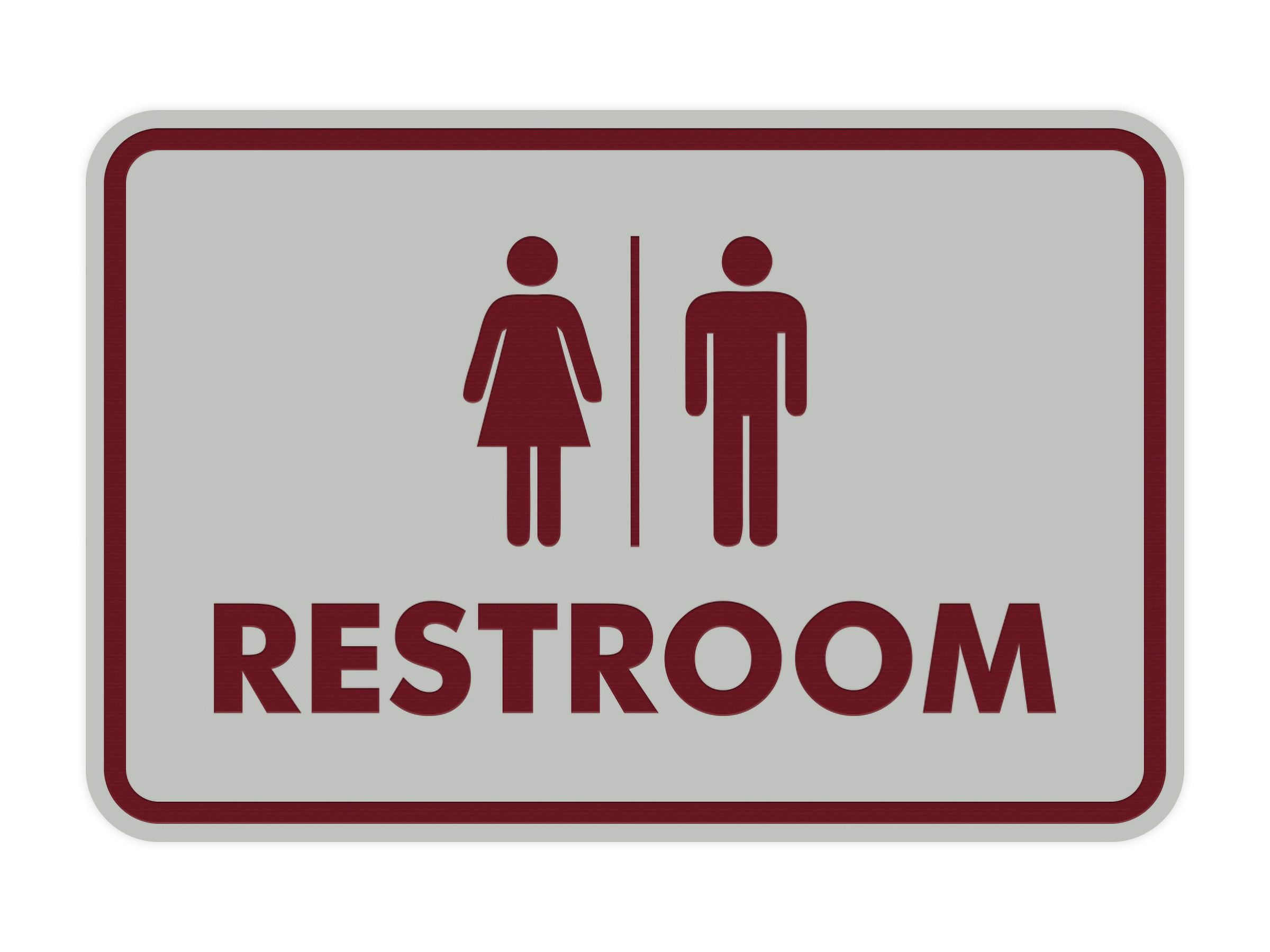 Classic All Gender Restroom Sign (Light Grey / Burgundy) - Small ...